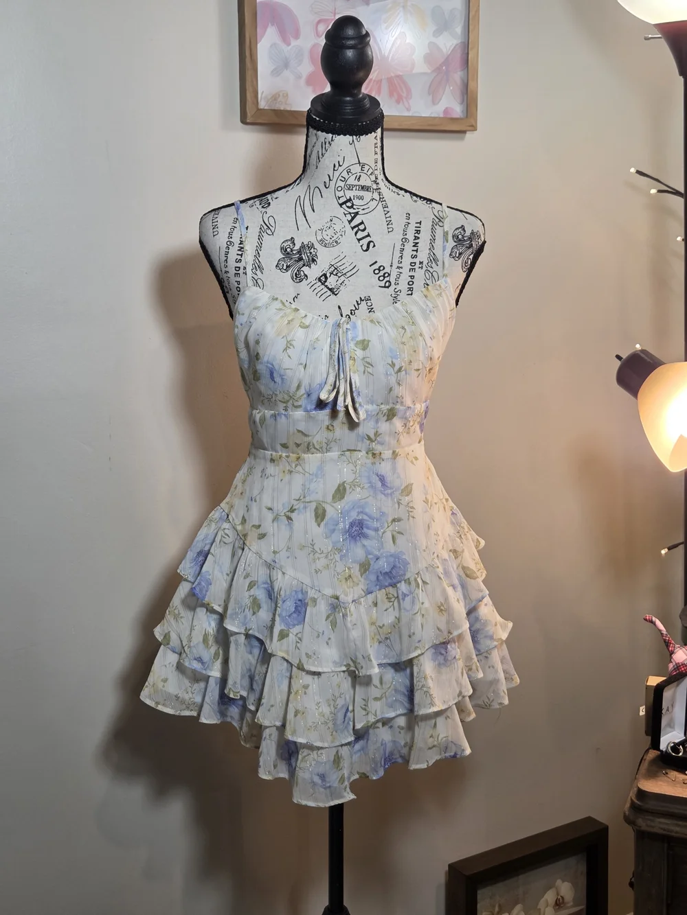 Forever 21 | Dresses | Floral Tiered Ruffle Mini Dress In Light Blue ...